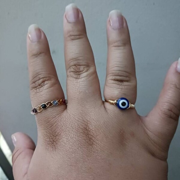 Custom Braided Bicone Crystal Rings Customizable, Rainbow, Colorful ...