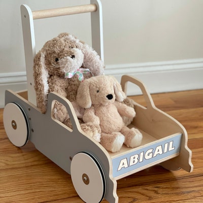 Wooden Walker & Wagon for Baby / Toddlers in Malibu Pink Handcrafted ...