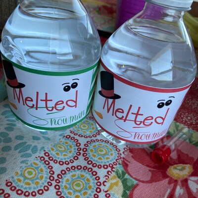 Melted Snowman Water Bottle Wrappers, Melting Snowman, Water Bottle ...