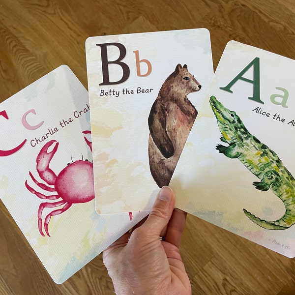 A-Z Fruits & Vegetable Alphabet Flash Cards Set for Educational Play ...