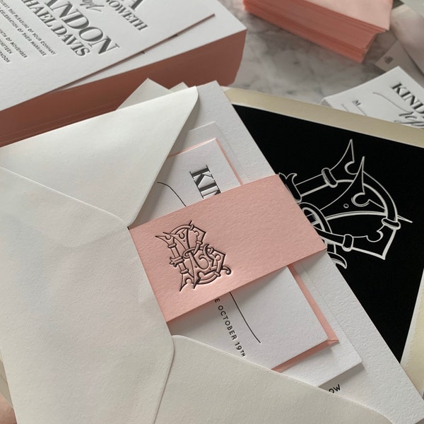 Modern Border Letterpress Shower Invitations - Etsy