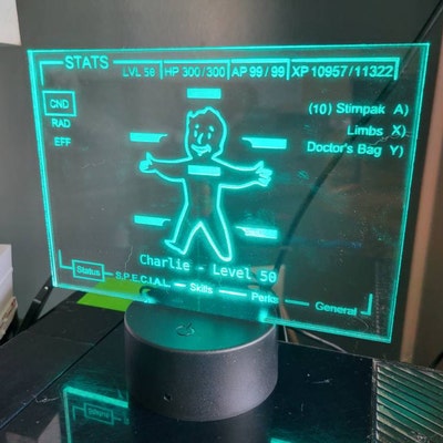 Custom Fallout Vault Girl Stat Screen Acrylic LED Light - Etsy
