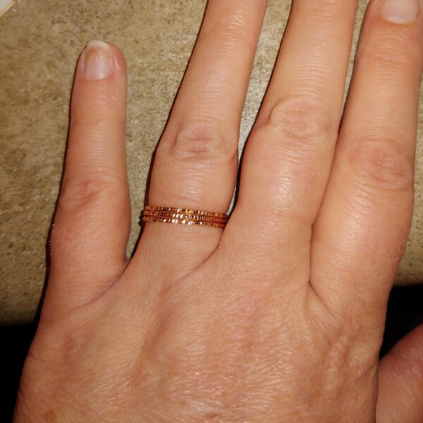 Hammered Rose Gold Stacking Rings , Sold per Ring, Gold Stacking Rings ...