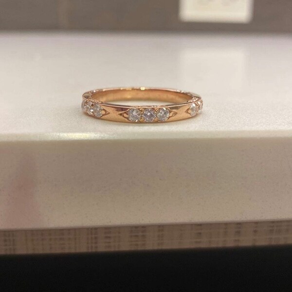 Round Moissanite Scatter Ring, Bezel Set Multi Stone Ring, Two Tone ...