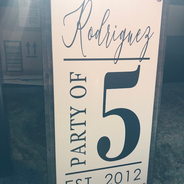 Party of Family Sign Personalized Family Number Sign Living Room Wall ...