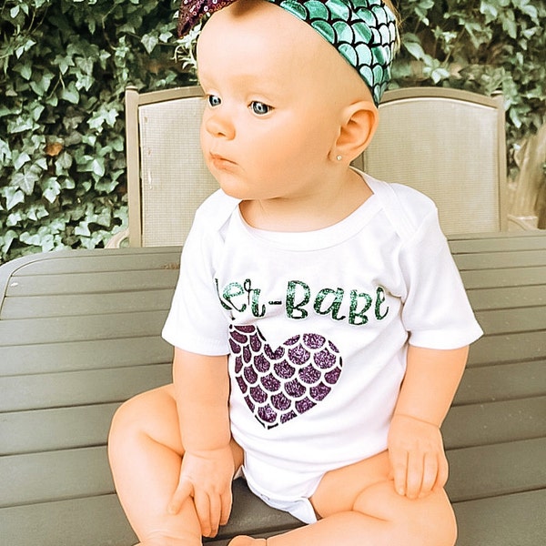 Mer-babe Mermaid Baby Girl Bodysuit Outfit - Etsy