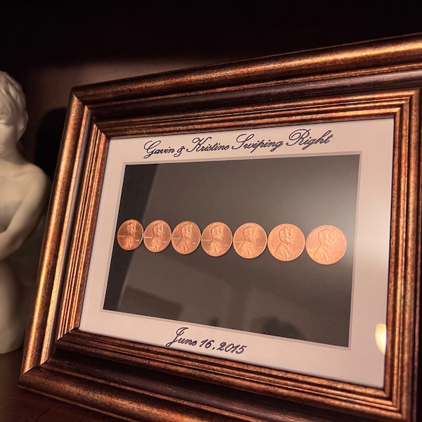 Copper Coin 7 Year Anniversary Gift - Framed Straight Line ...