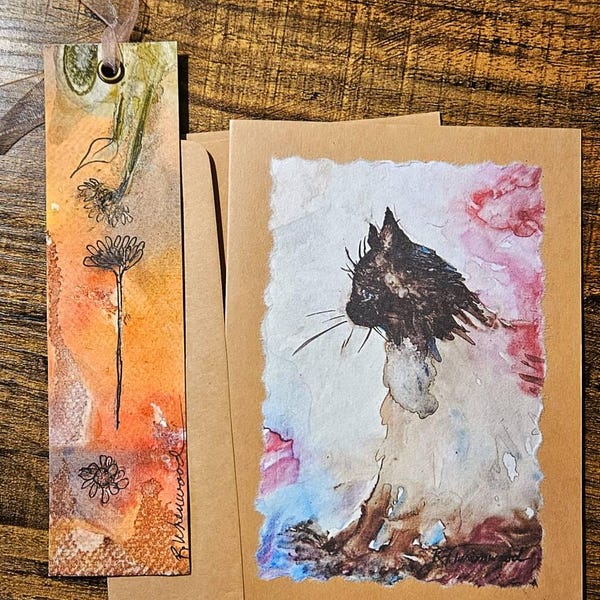 Set of Handmade Bookmarks, Original Watercolor Monoprints, Hand Painted ...