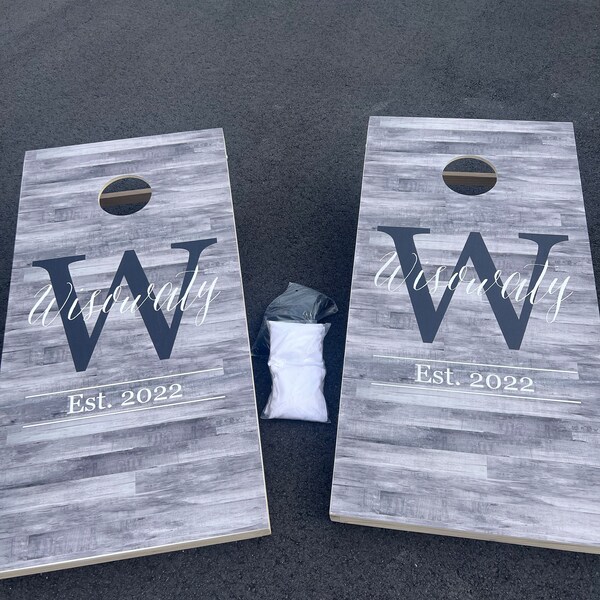 Custom Monogram Cornhole Boards - Design Personalized Outdoor Lawn Game ...