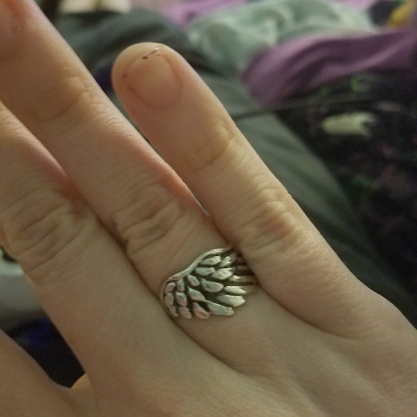 Unisex Angel Wing Ring Sterling Silver, Bird Wing Ring, Protective ...