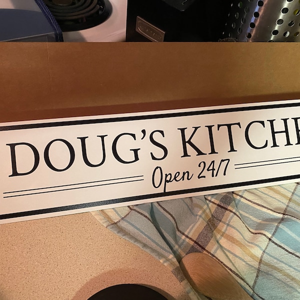 Kitchen Open 24/7 Sign, Personalized Kitchen Name Sign, Custom Gift ...