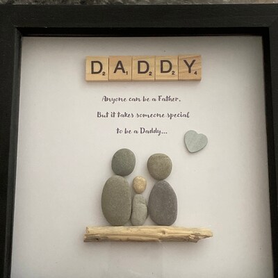 Fathers Day Gift, Daddy Pebble Art, Pebble Frame Gift, Personalised Dad ...