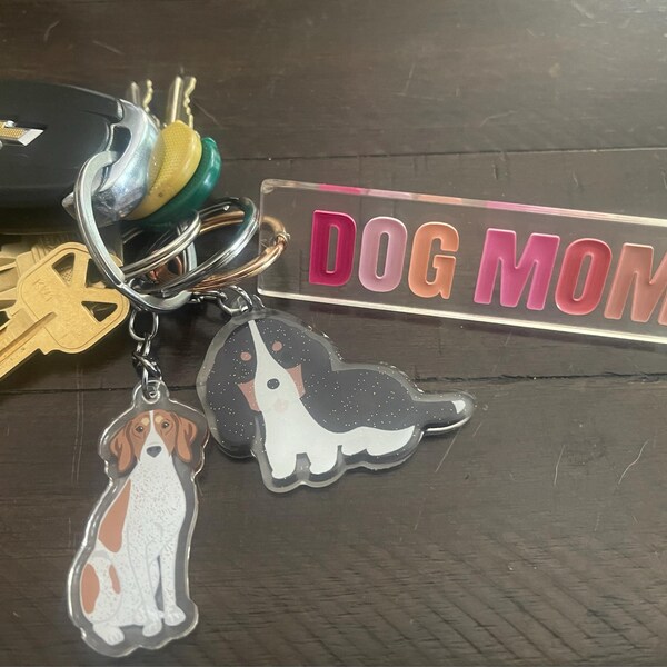 Black Boxer Acrylic Dog Breed Keychain Cartoon Kawaii Art Puppy Glitter ...