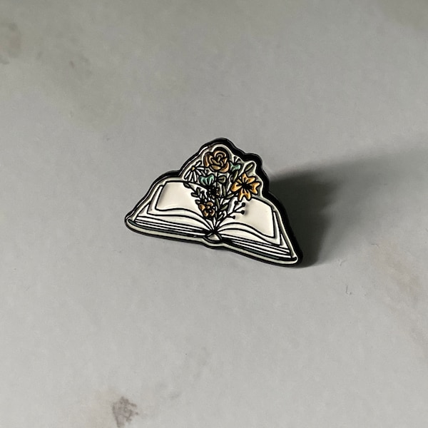 Floral Book Pin | Cute Book Enamel Pin | Floral Accessories for Women ...