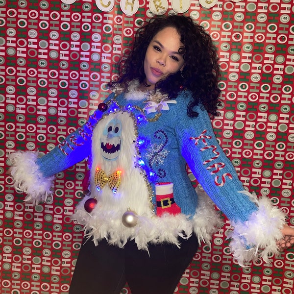 Yeti Abominable Snowman Sweater, Tacky Ugly Christmas Sweater, Gorgeous ...