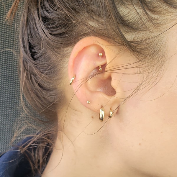14k Solid Gold Rook,daith Eyebrow Piercing Curved Barbell..16g..6mm or ...