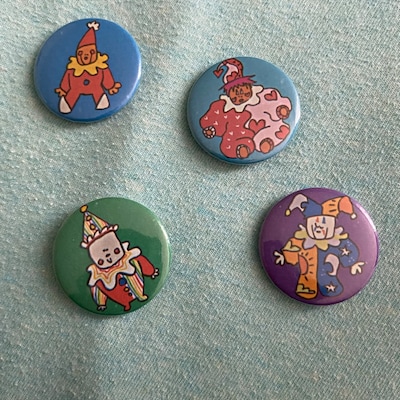 4 Pack Retro Style Clown Button Pins 37 Mm - Etsy