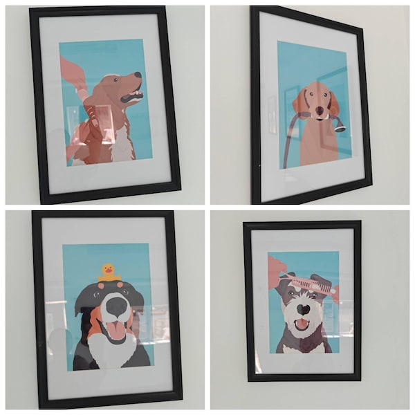 Cat Bath Time Illustrations. Cat & Dog Grooming Illustrations. Cat ...