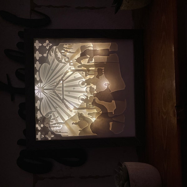 Decorative Nativity Scene Light up Shadow Box, Nativity Christmas Decor ...