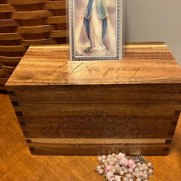 Wooden Prayer Card Box - Etsy
