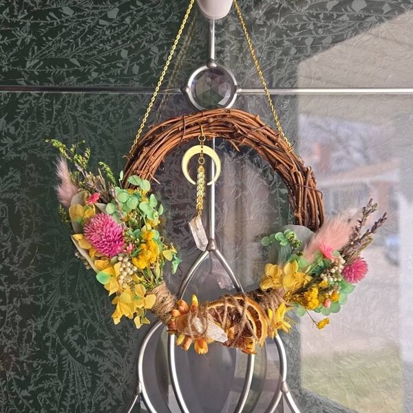Mini Botanical Crescent Moon Peace and Protection Wreath Wildcrafted ...