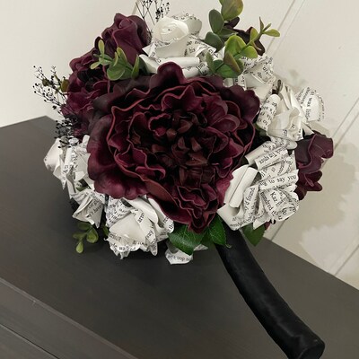 Dark Burgundy Peonies, Real Touch PU Flowers, DIY Silk Wedding, Bridal ...