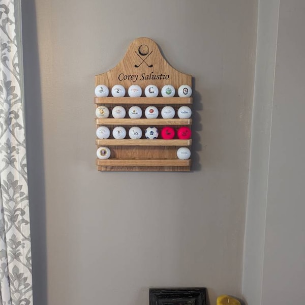 Handmade Custom Golf Ball Display - 24 Golf Balls - Wall Mounted Golf ...