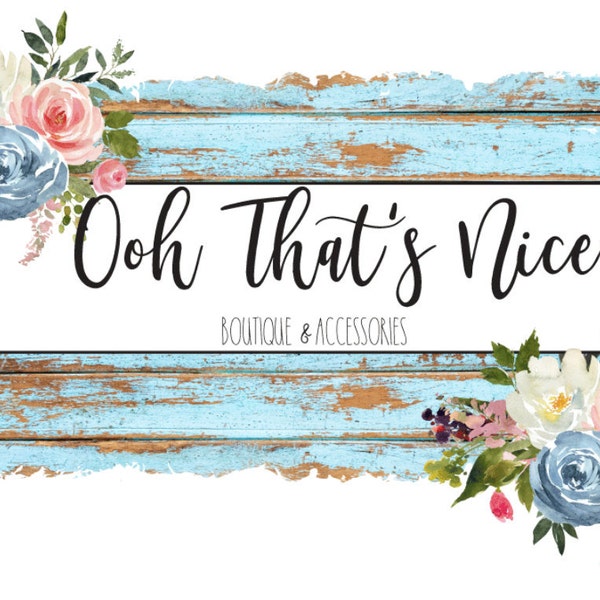 Craft Logo, Rustic Wood, Boutique Logo Design, Watercolor Flowers, Blue ...