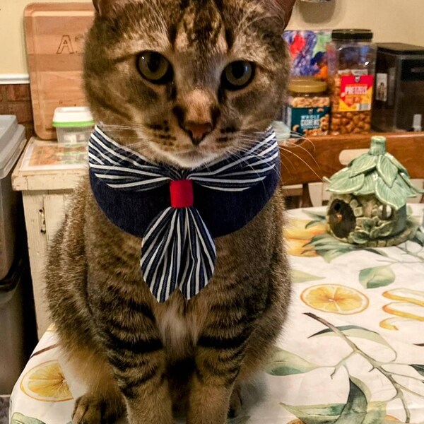 Handmade | Navy Style | Cat Dog Bandana| Cat Dog Bib | Puppy Collars ...