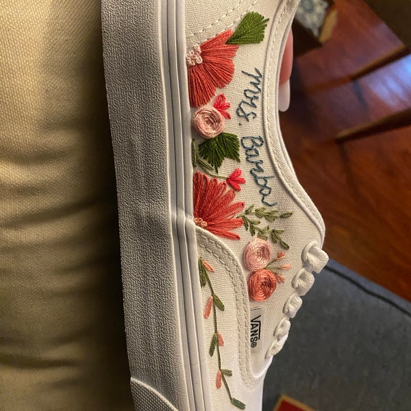 Embroidered Vans Shoes, Custom Hand Embroidery to Order, Personalized ...
