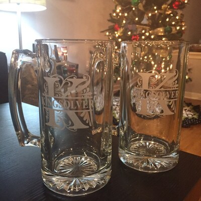 Engraved Beer Mug, Regal Split Letter, Monogrammed Beer Steins ...