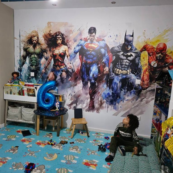 6 Watercolor Dripping Art Superheroes, Watercolor Illustration ...