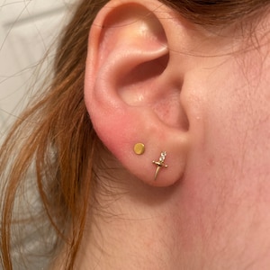 14K Solid Gold Toy Cartilage Stud Diamond Cartilage Flat Back Earring ...