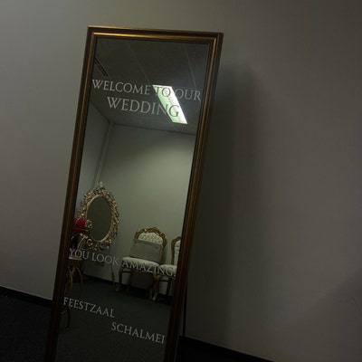 Large Custom Arched Vinyl Wedding Mirror Decal / Initials Name Label ...