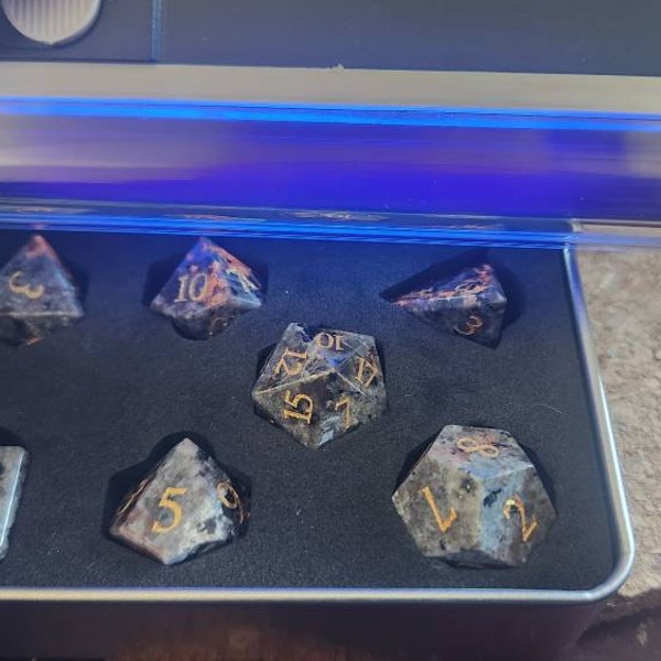 Full Dnd Dice Set Satin Finish Dice Rainbow Matt Glass Dnd Gift D20 ...