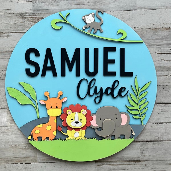 Jungle Safari Sign - Jungle Elephant Baby Nursery Sign - Svg Ai Dxf Pdf ...
