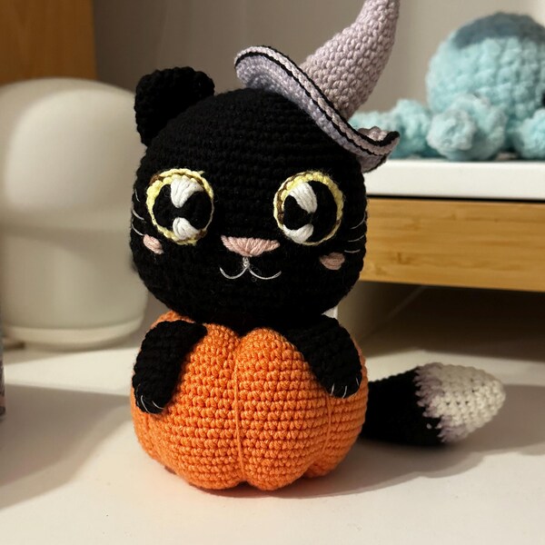 Black Cat Halloween Crochet Pattern in Pumpkin Pdf Englisch Español - Etsy