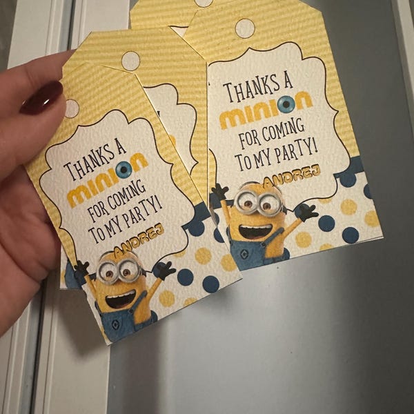 4" Personalized Printable Minion Thank You Tags,birthday Gift Tags ...