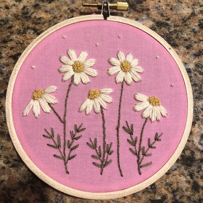 Daisies Embroidery Beginner Pattern PDF, Botanical Embroidery PDF ...
