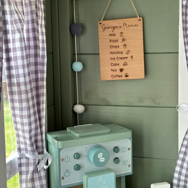 Personalised Child’s Play Kitchen Sign | Kids Kitchen Cafe Menu ...