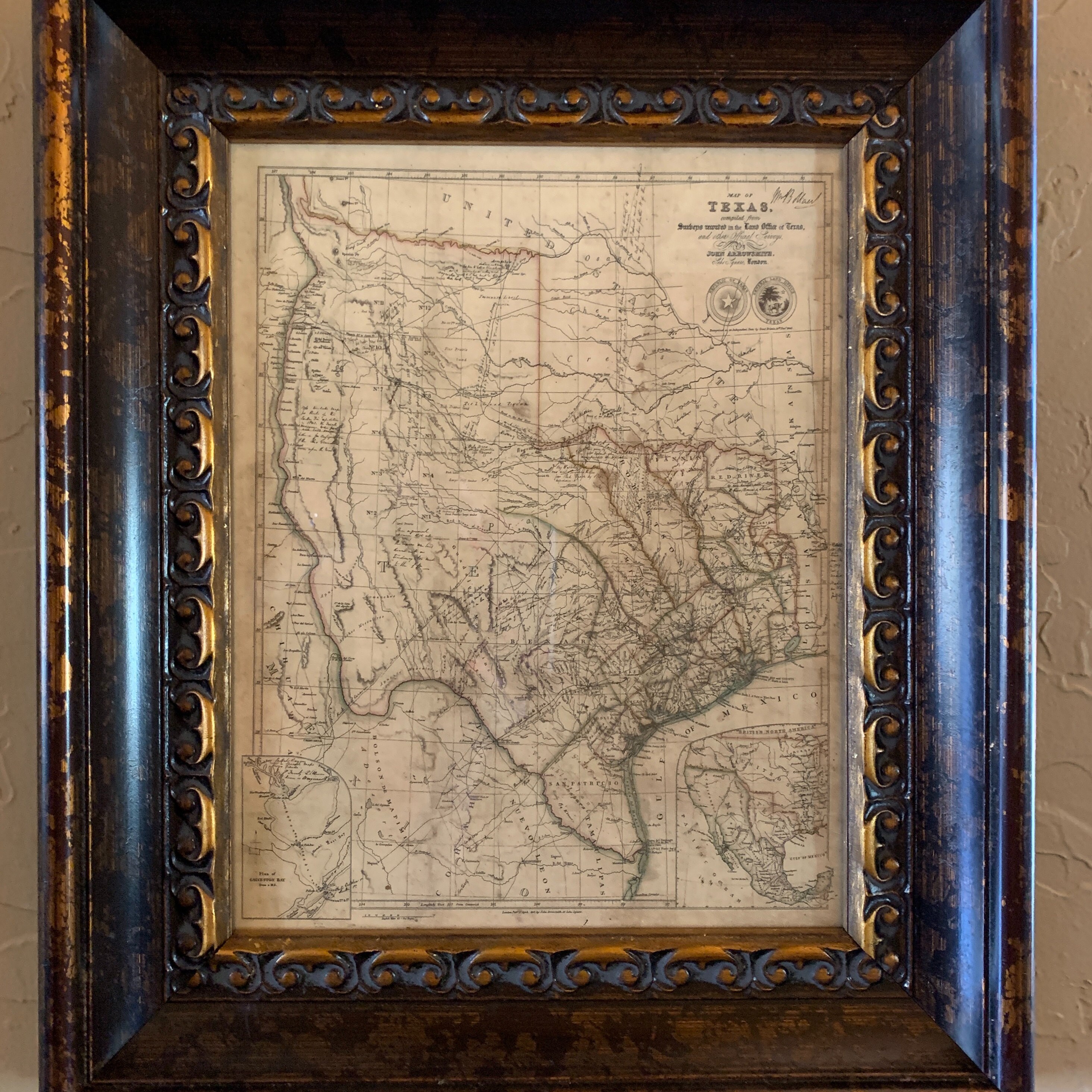 Old Texas wall Map 1841 Historical Texas map Antique Decorator Style ...
