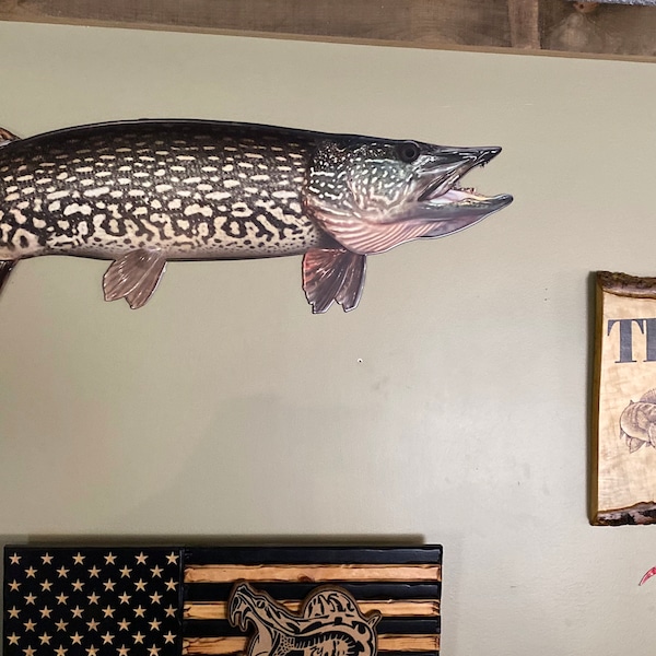 Northern Pike Replica - Metal, Realistic Northern Replica, Lodge Decor ...