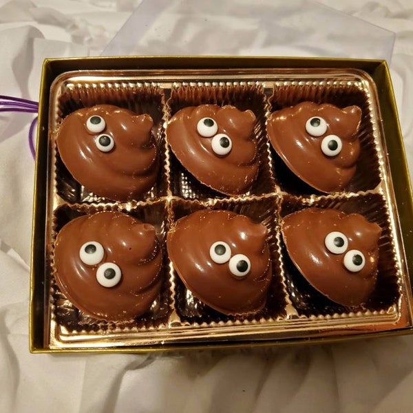 Chocolate Emoji Poop, 6 Pack, Gift Boxed, Crap, Shit, Turd, Insulting ...