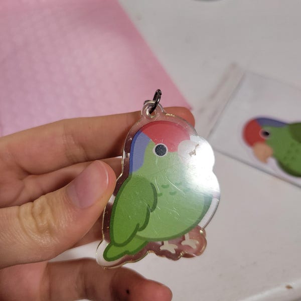 Gray Timber Wolf Acrylic Glitter Keychain Kawaii Chibi Wild Animal ...