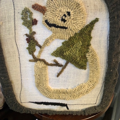 Be Merry Snowman Rug Hooking Pattern on Linen - Etsy