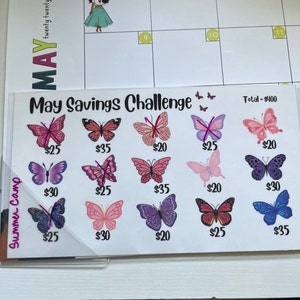 May Savings Challenge Bundle Cash Envelope and Tracker Butterfly ...