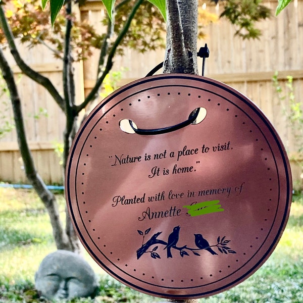 Tree Charm Tree Dedication Marker ROUND "blooming Gardens ...