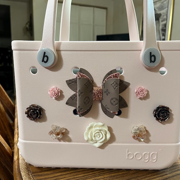 Personalized Bogg Bag Charm: Rose, Bow & Monogram - Etsy