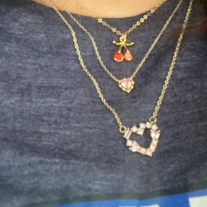 Cherry Gold Necklace, Cherry Charm Necklace, Best Friend Gift, 14K Gold ...