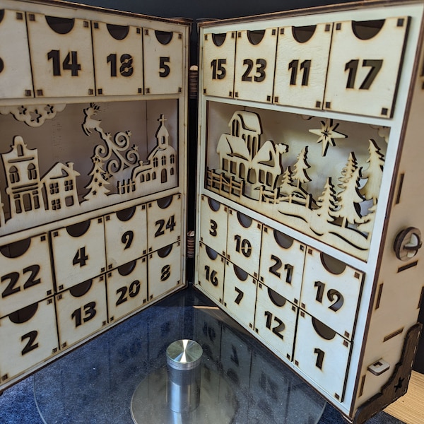 Book Advent Calendar Laser Cut Files, Christmas Decor. Digital Template ...